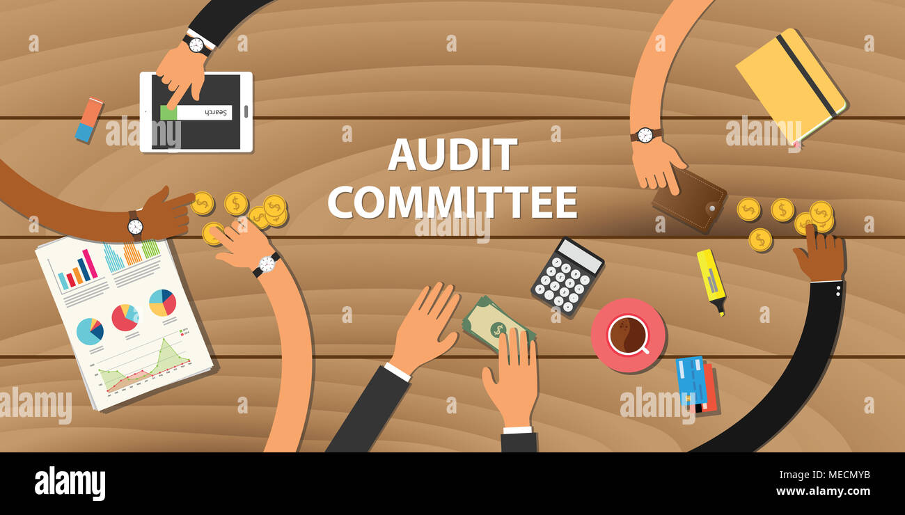 audit committee illustration team work together with hand on wooden ...