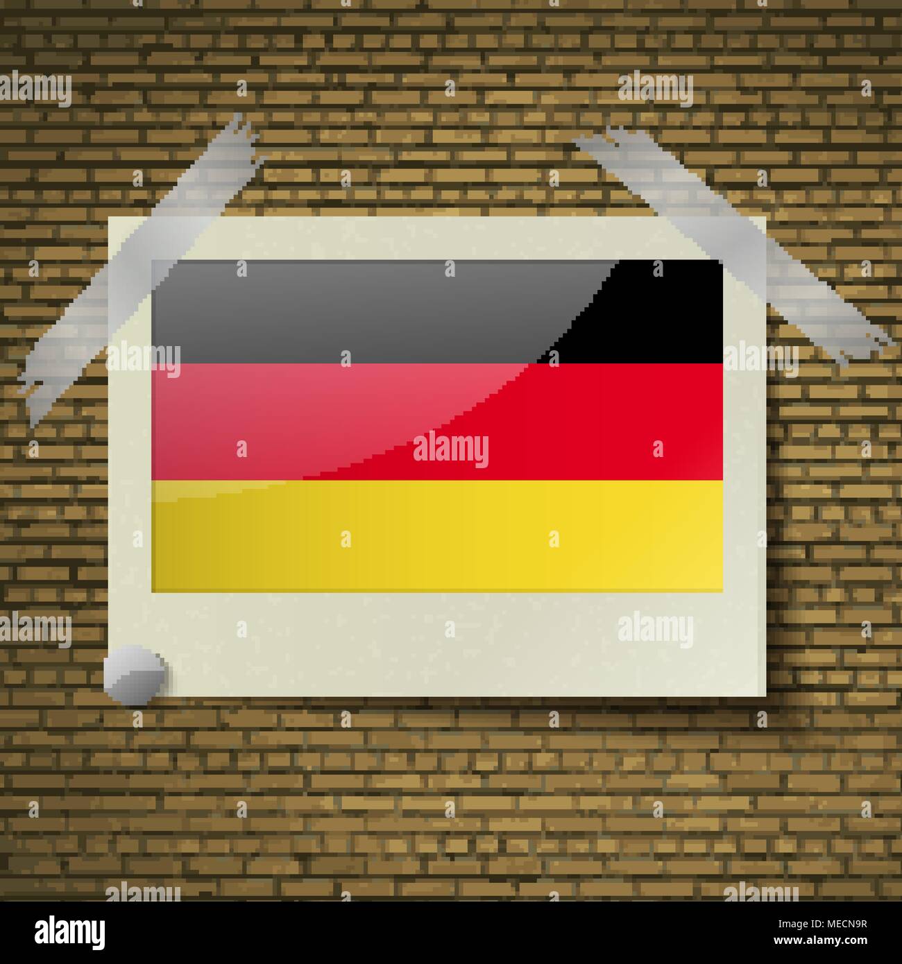Flags of Germany at frame on a brick background. Vector illustration ...