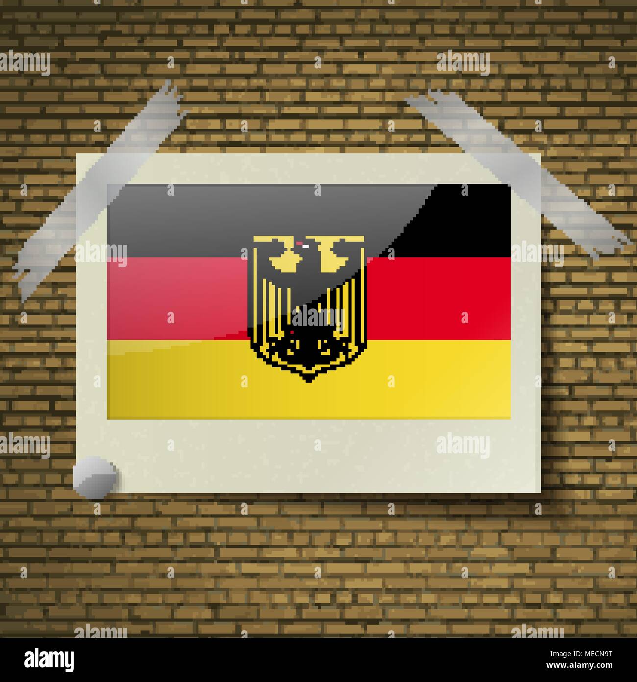 Flags of Germany at frame on a brick background. Vector illustration ...