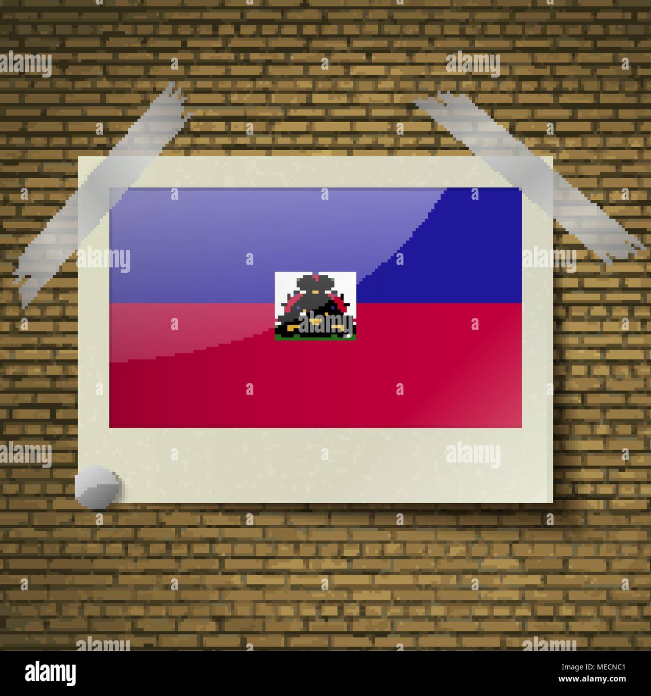 Flags of Haiti at frame on a brick background. Vector illustration ...