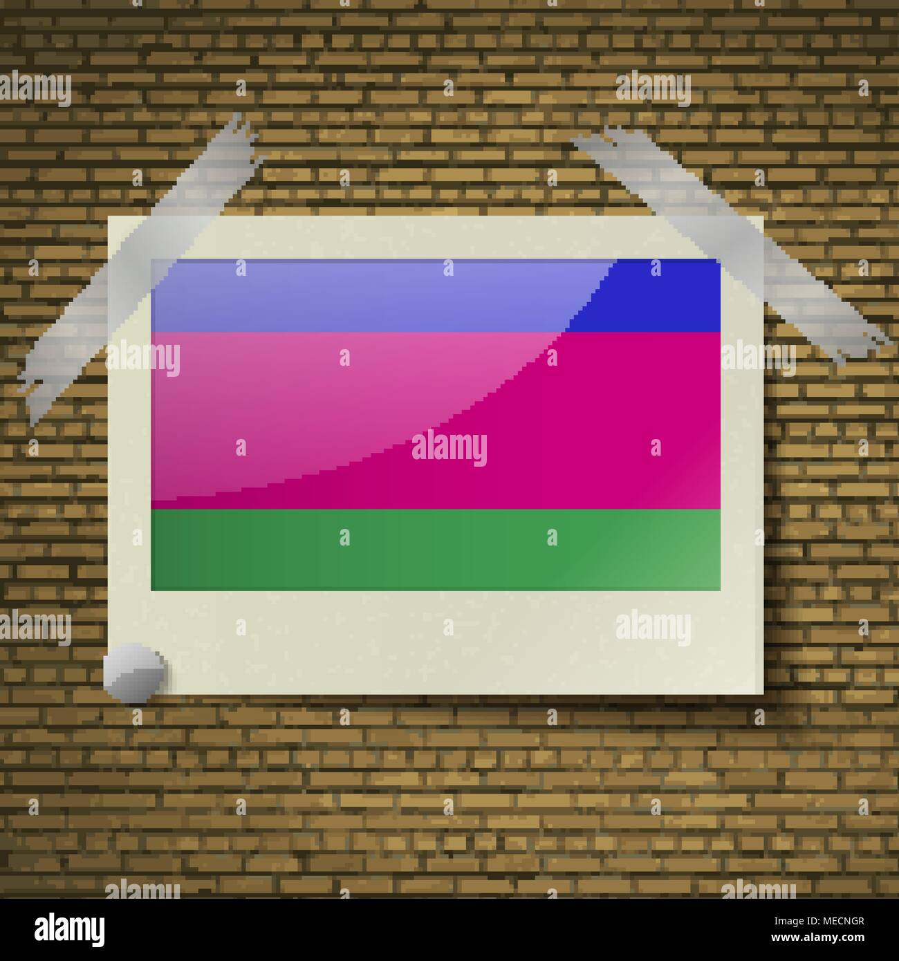 Flags of Kuban Republic at frame on a brick background. Vector ...