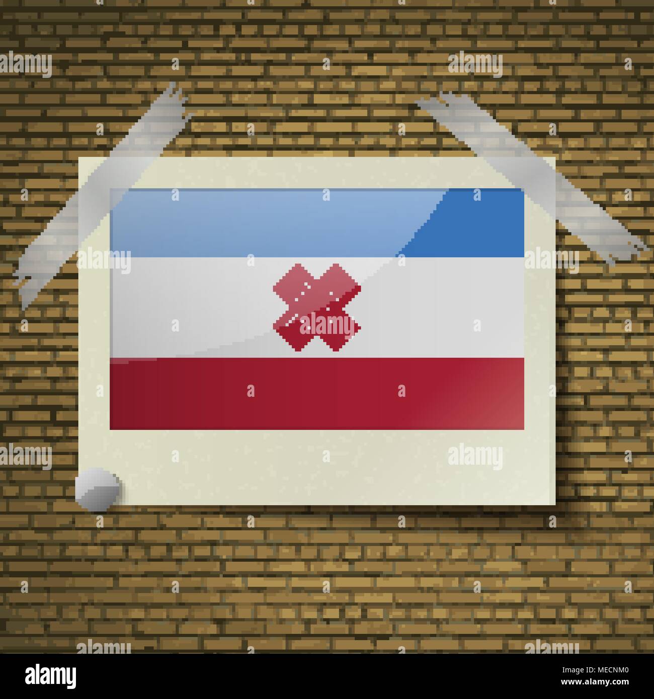 Flags of Mari El at frame on a brick background. Vector illustration ...