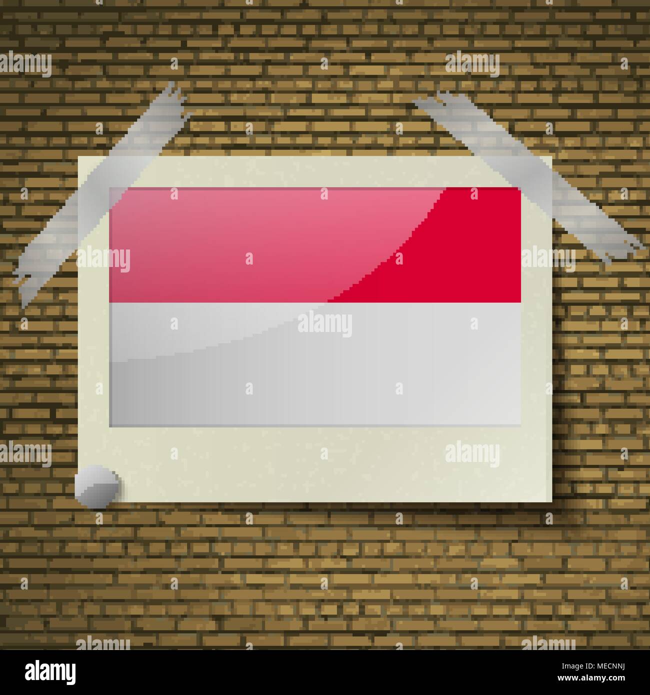 Flags of Monaco at frame on a brick background. Vector illustration ...