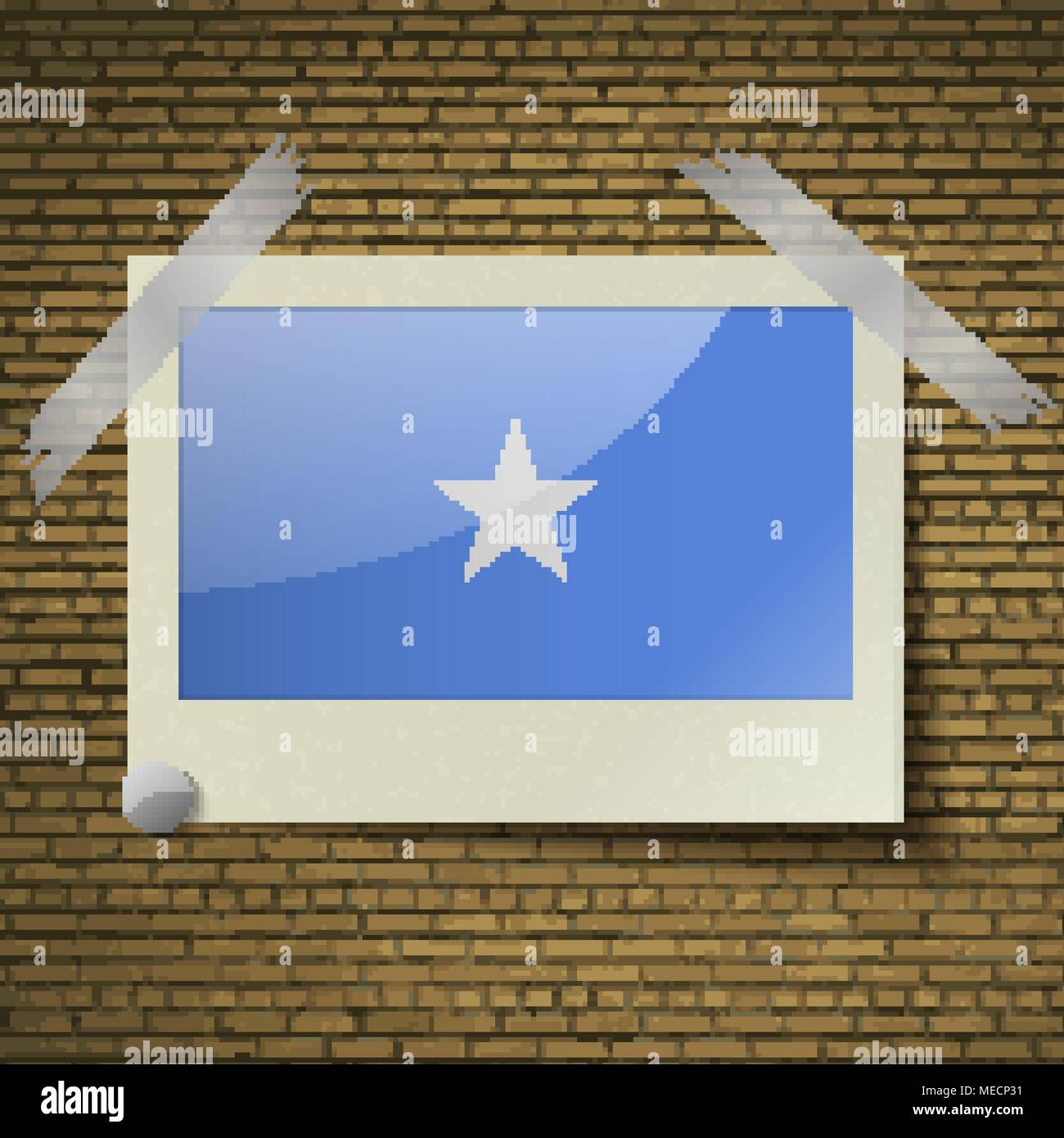 Flags of Somalia at frame on a brick background. Vector illustration ...