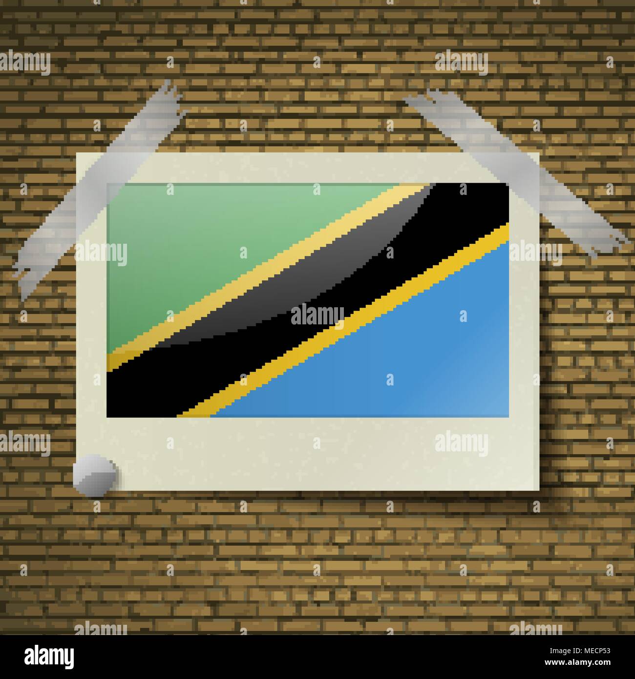 Flags of Tanzania at frame on a brick background. Vector illustration ...