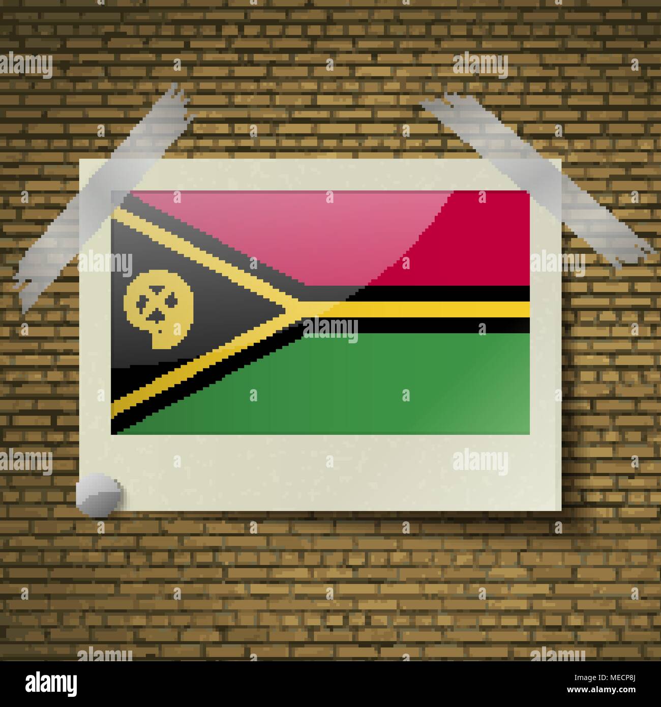 Flags of Vanuatu at frame on a brick background. Vector illustration Stock Vector Image & Art ...