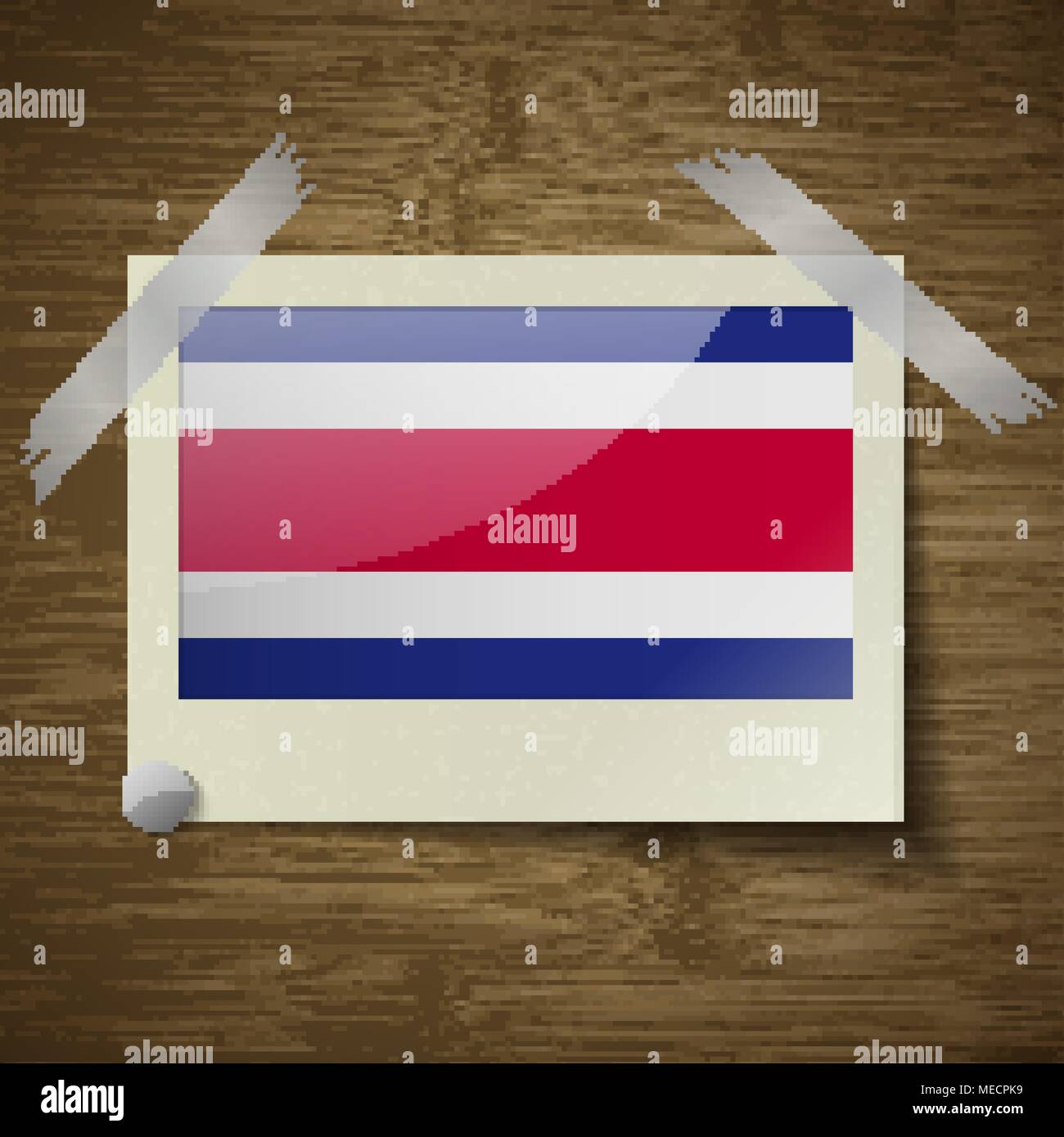 Flags of Costa Rica at frame on wooden texture. Vector illustration ...