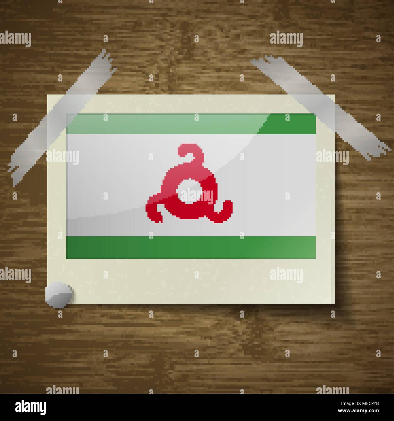 Flags of Ingushetia at frame on wooden texture. Vector illustration ...