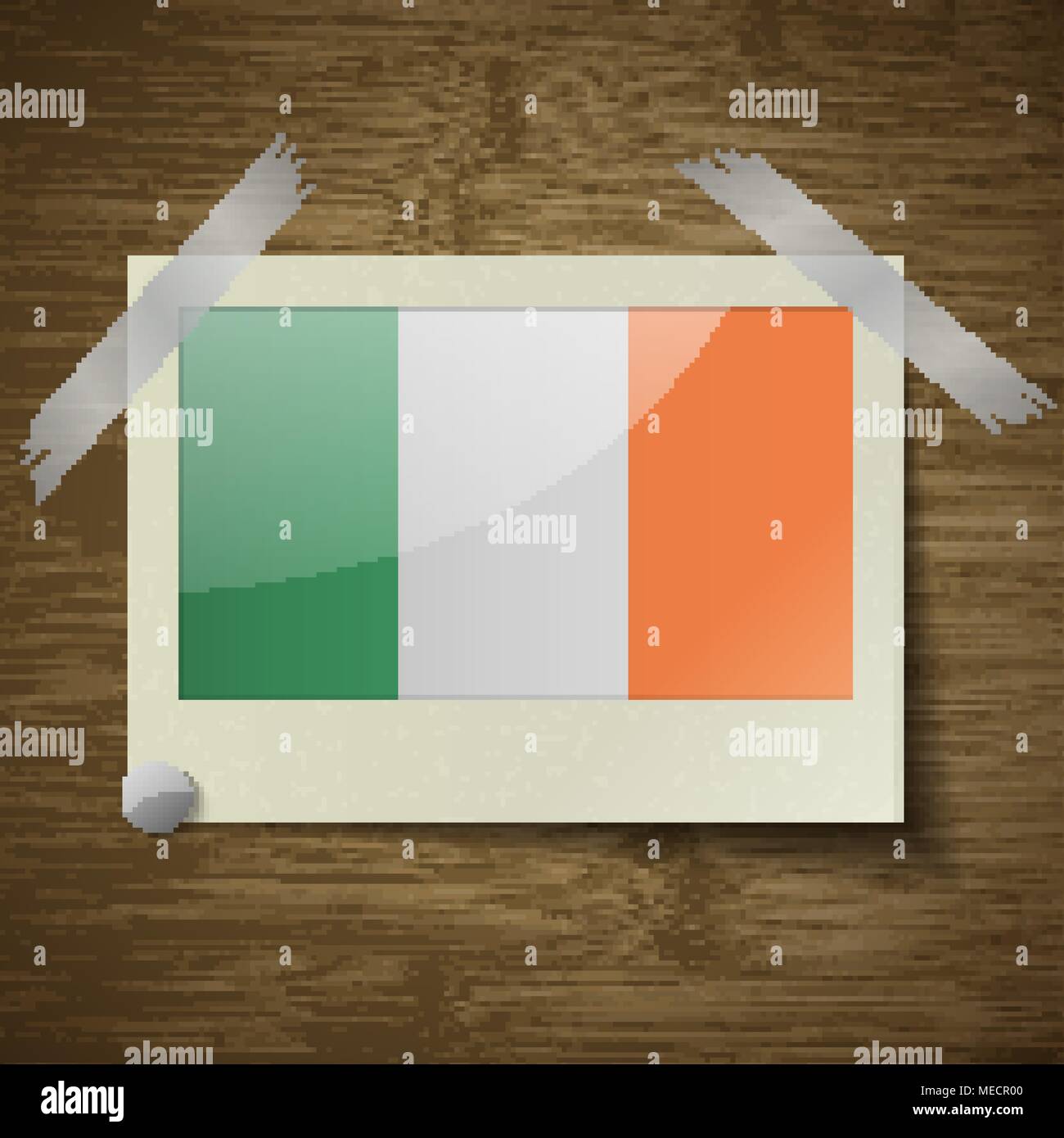 Flags of Ireland at frame on wooden texture. Vector illustration Stock ...