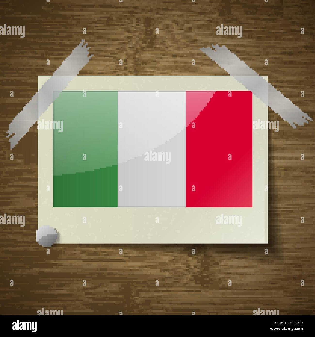 Flags of Italy at frame on wooden texture. Vector illustration Stock ...