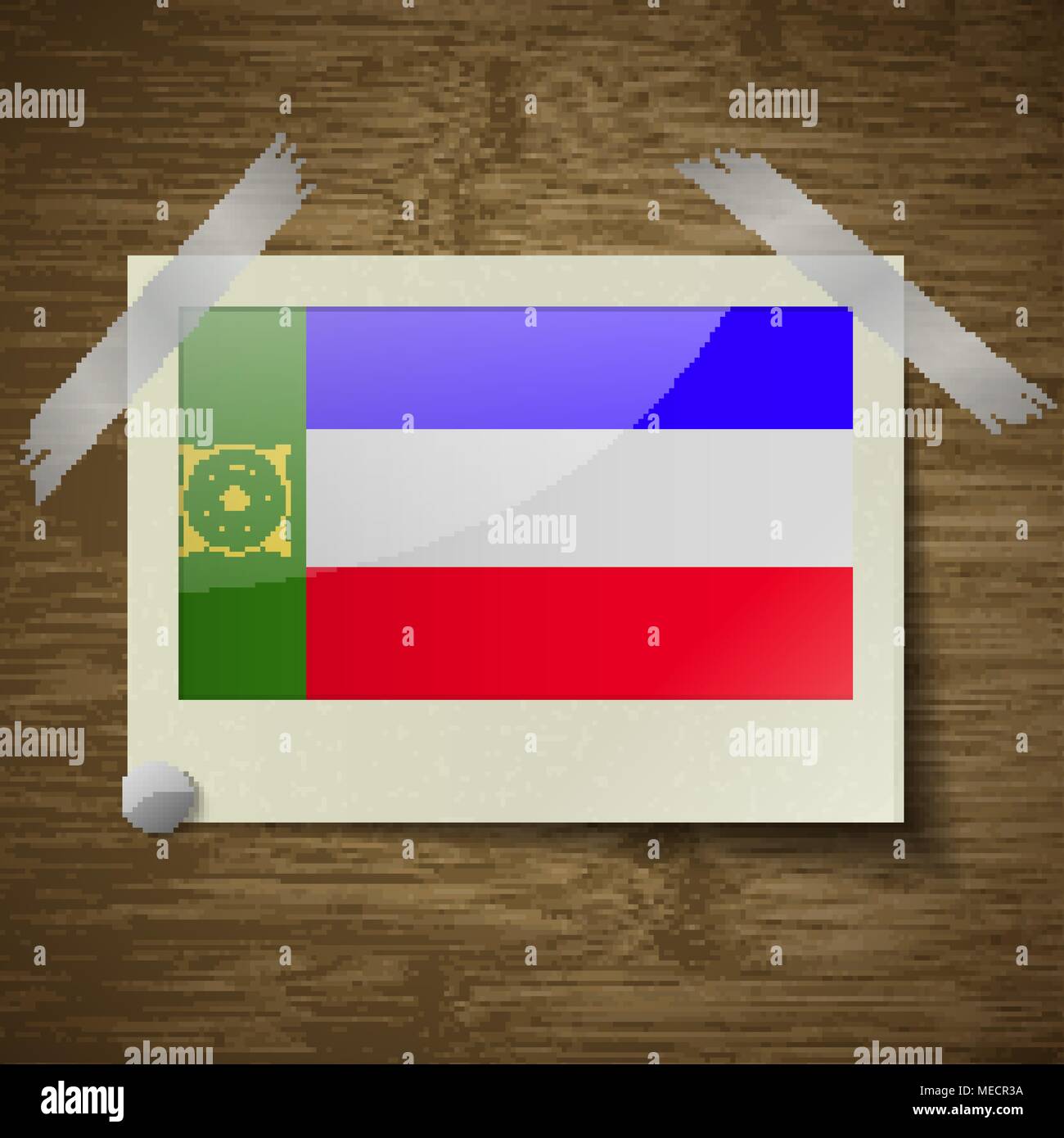 Flags of Khakassia at frame on wooden texture. Vector illustration ...