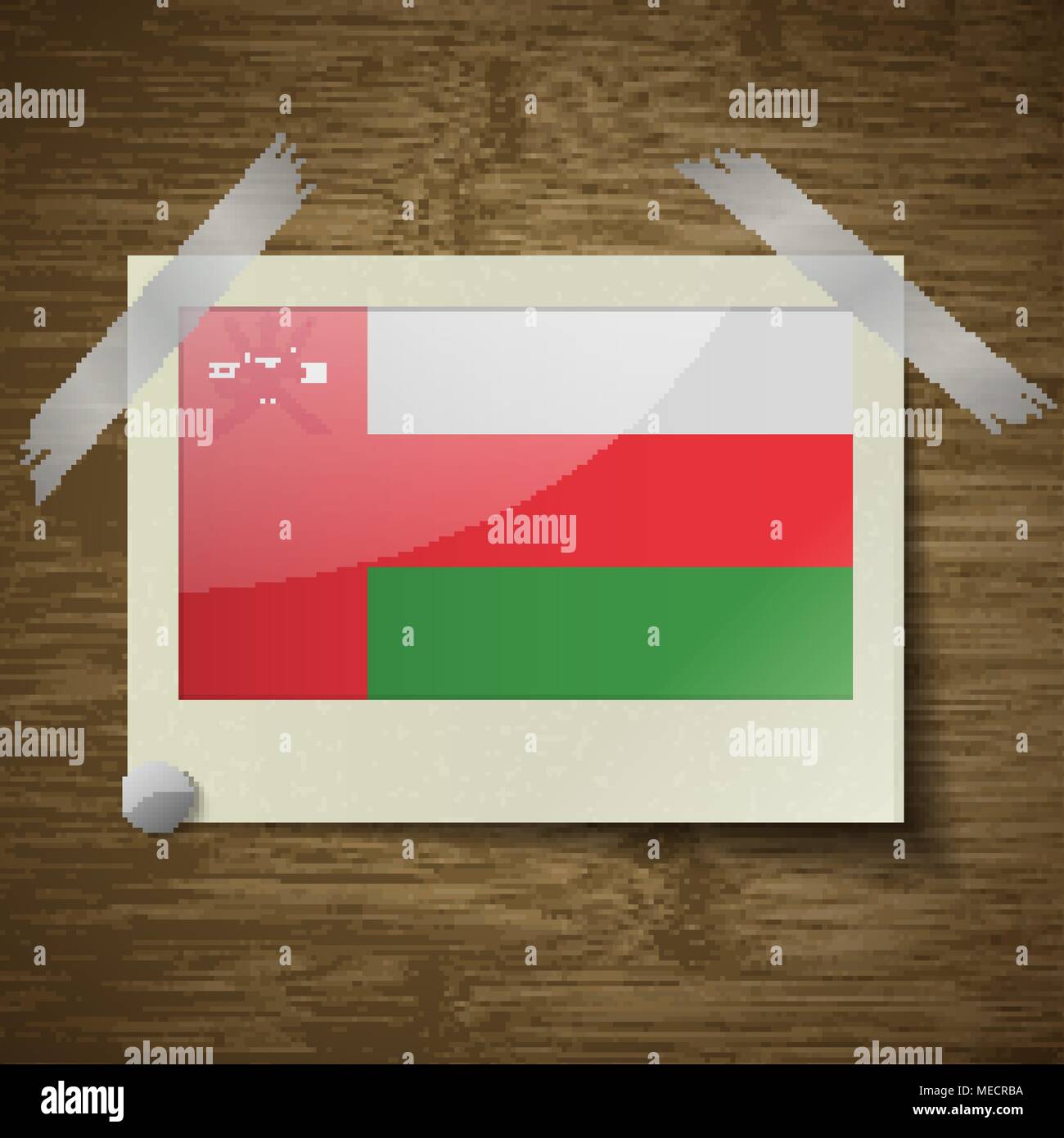 Flags of Oman at frame on wooden texture. Vector illustration Stock ...