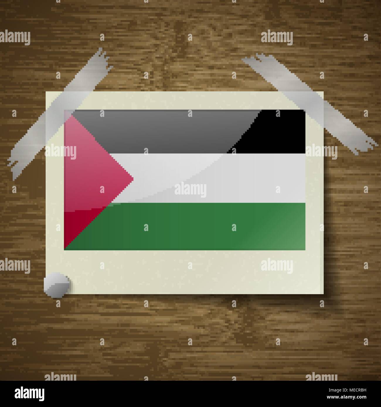 Flags of Palestine at frame on wooden texture. Vector illustration ...