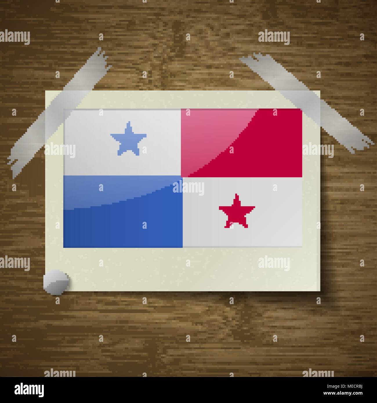 Flags of Panama at frame on wooden texture. Vector illustration Stock ...