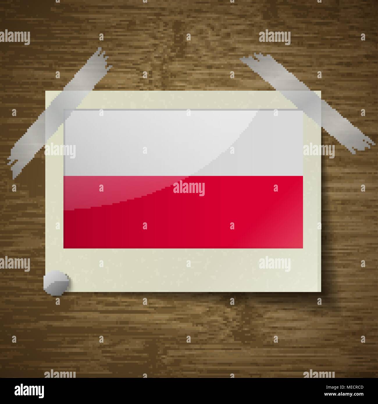 Flags of Poland at frame on wooden texture. Vector illustration Stock ...