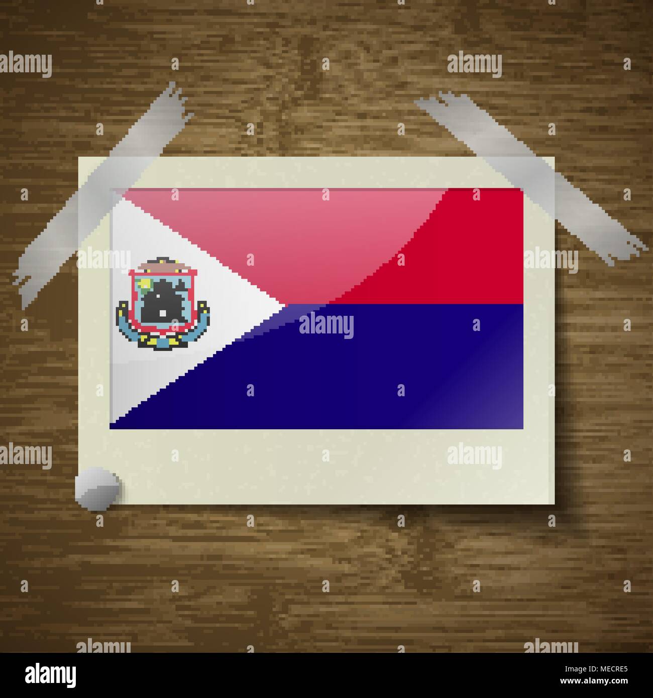 Flags of Saint Martin at frame on wooden texture. Vector illustration ...