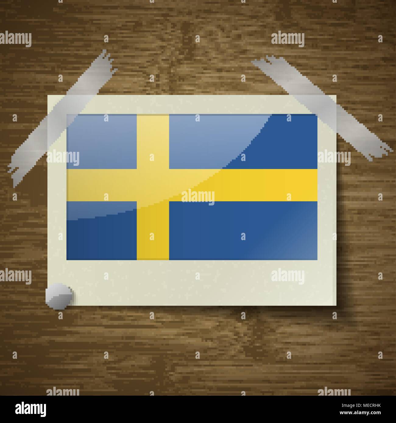 Flags of Sweden at frame on wooden texture. Vector illustration Stock ...