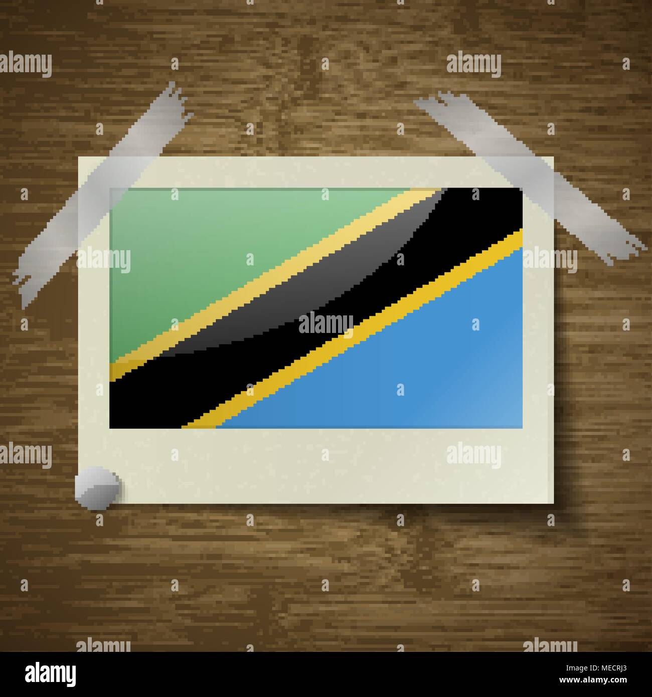 Flags of Tanzania at frame on wooden texture. Vector illustration Stock ...