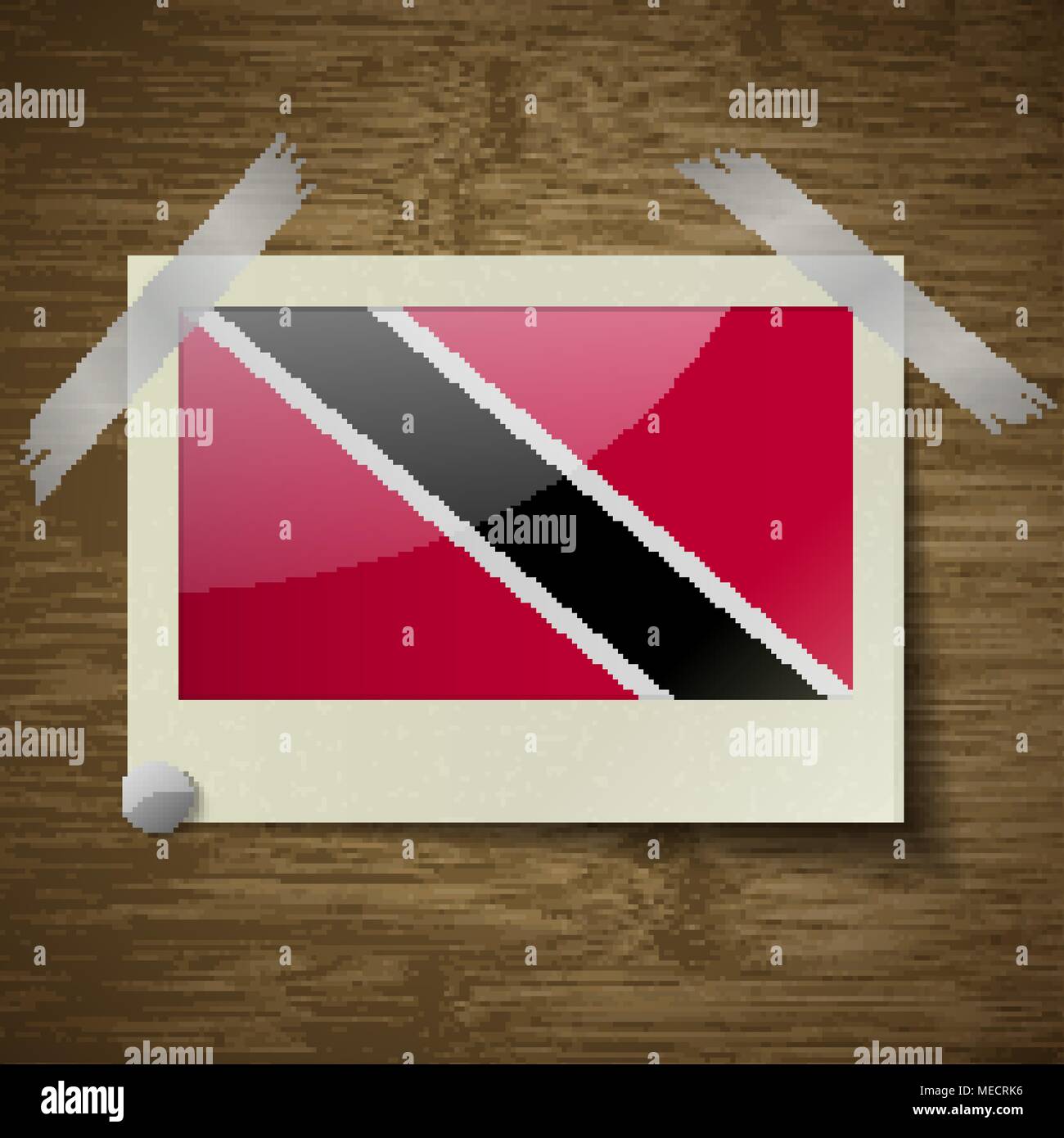 Flags of Trinidad and Tobago at frame on wooden texture. Vector ...