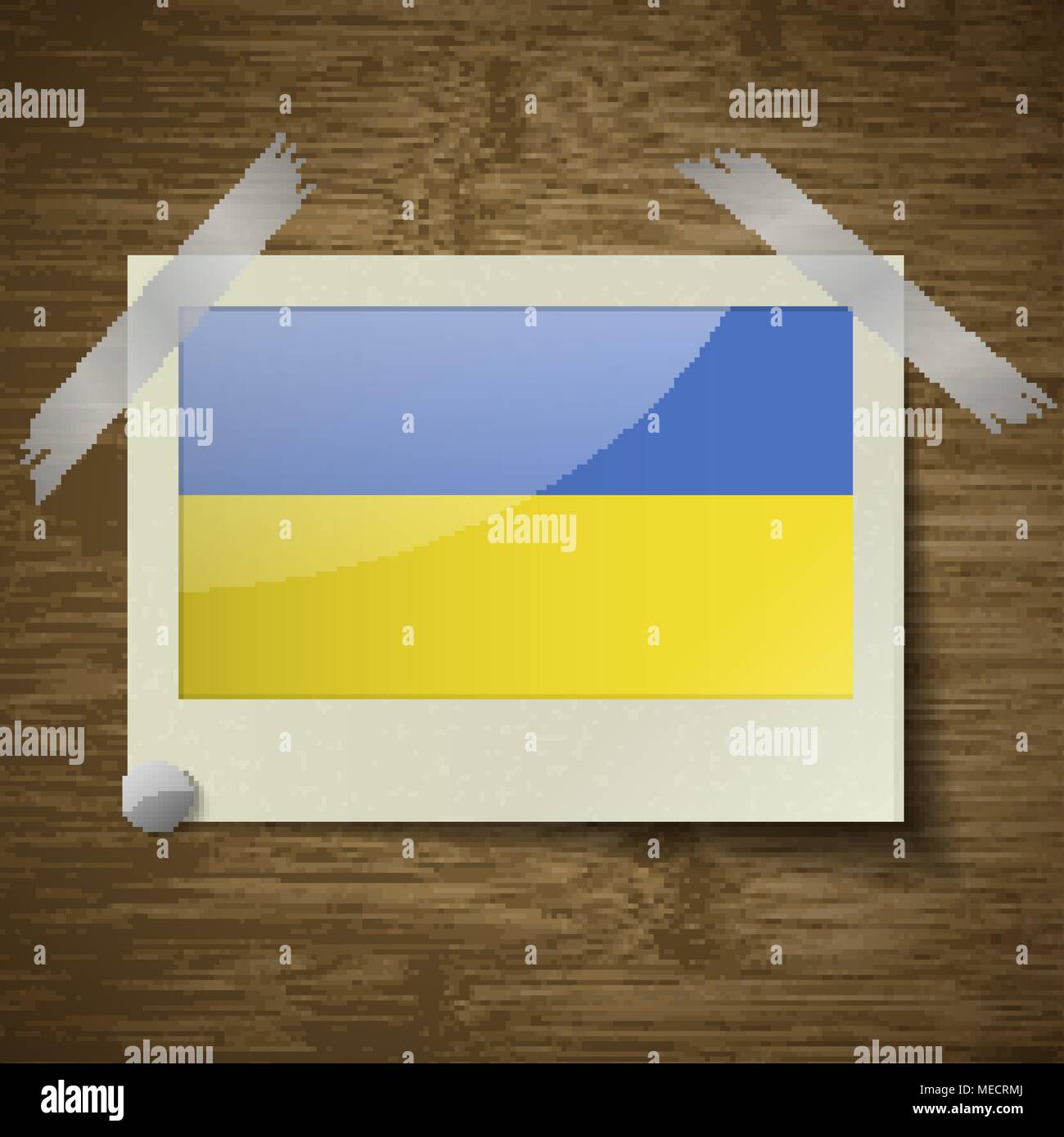 Flags of Ukraine at frame on wooden texture. Vector illustration Stock ...