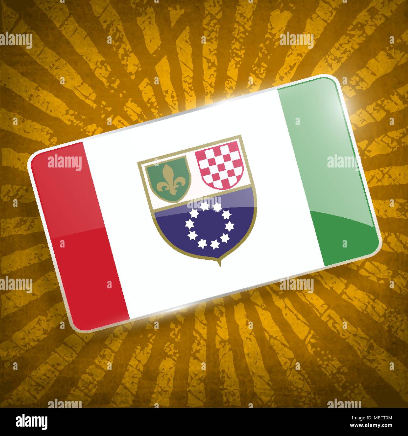 Flag of Bosnia and Herzegovina Federation with old texture. Vector ...