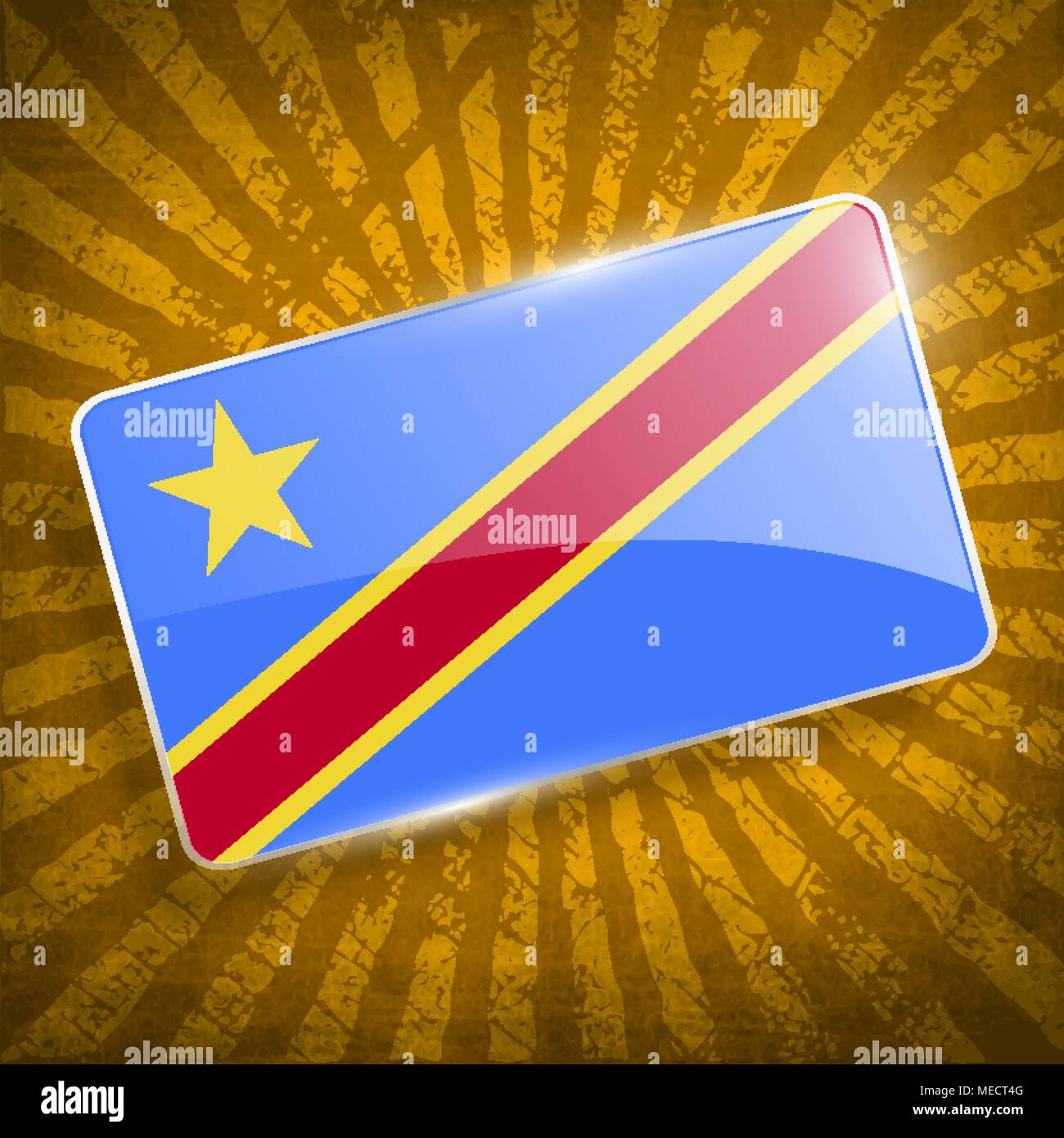Flag of Congo Democratic Republic with old texture. Vector illustration ...