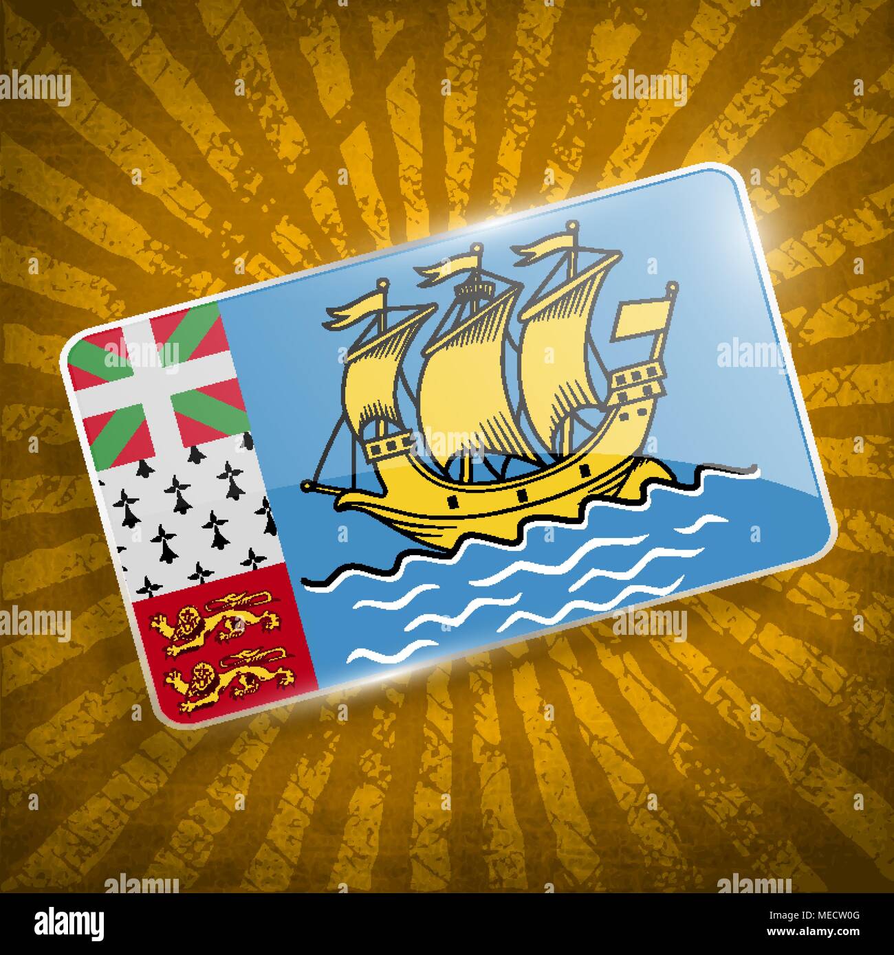 Flag of Saint Pierre and Miquelon, France with old texture. Vector ...