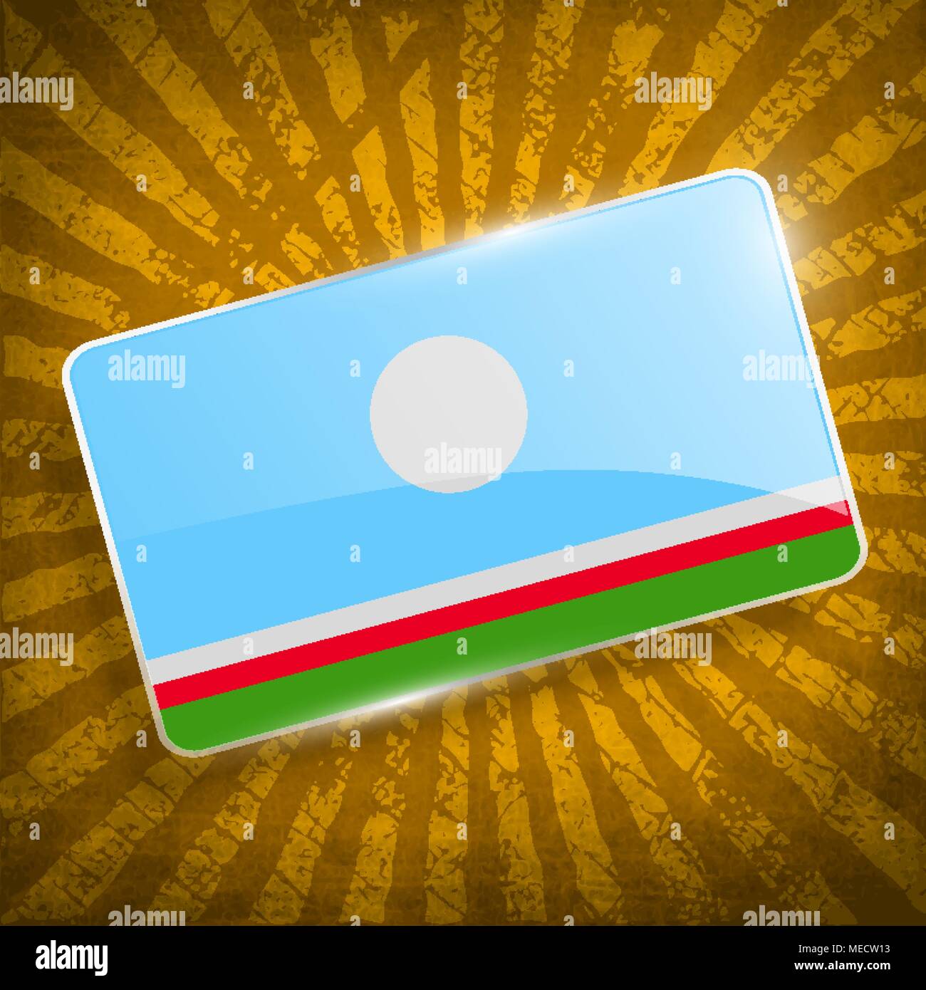 Flag Of Sakha Yakutia Republic Russia With Old Texture Vector Illustration Stock Vector Image