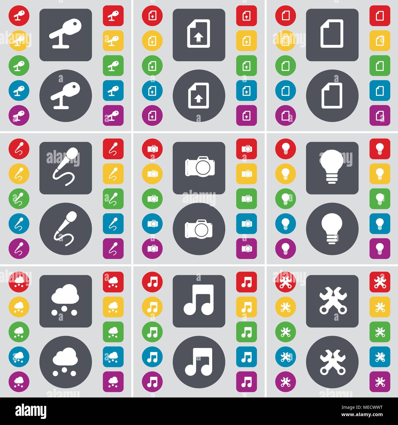 Microphone, Upload file, Microphone, Camera, Light bulb, Cloud, Note ...