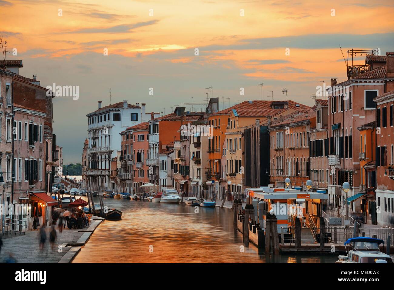 Venice grand canal sunset view with historical buildings. Italy Stock ...