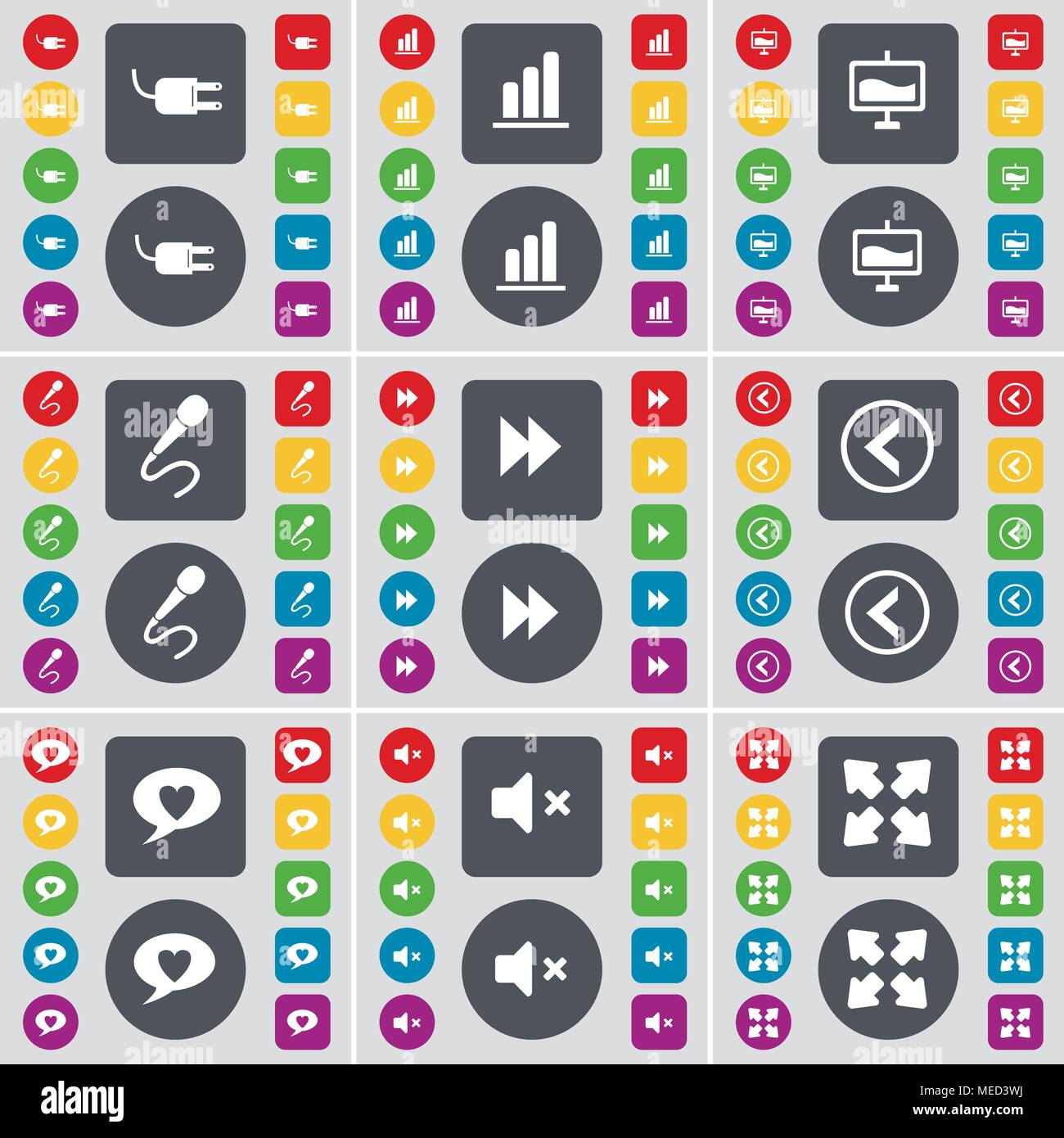 Socket, Diagram, Graph, Microphone, Rewind, Arrow left, Chat bubble ...
