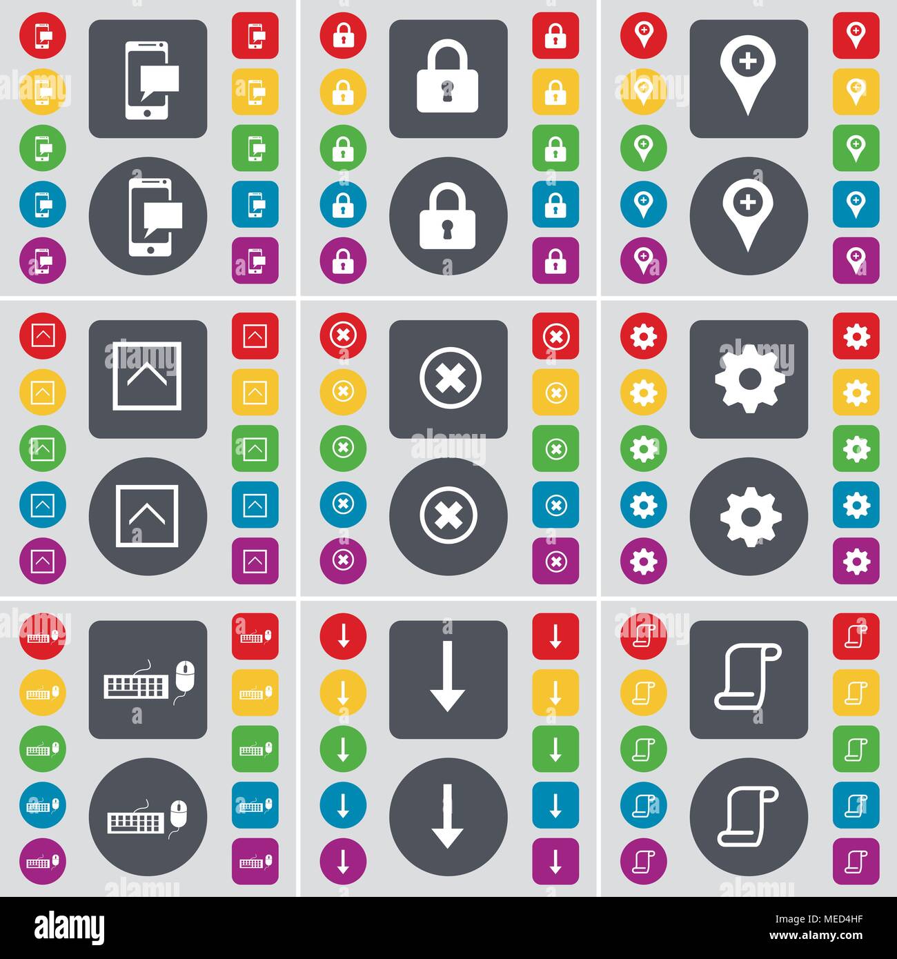 SMS, Lock, Checkpoint, Arrow up, Stop, Gear, Keyboard, Arrow down ...