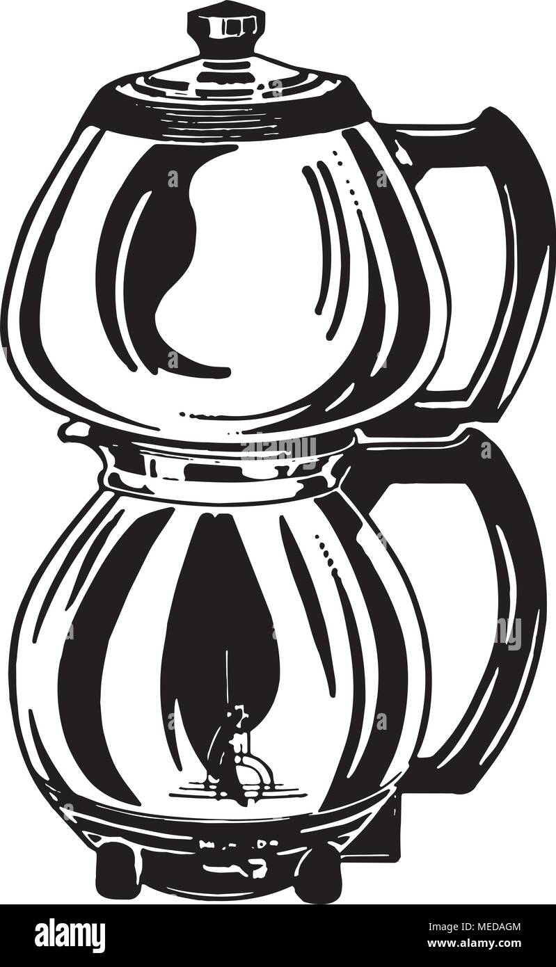 Drip Coffee Pot - Retro Clipart Illustration Stock Vector Image & Art ...