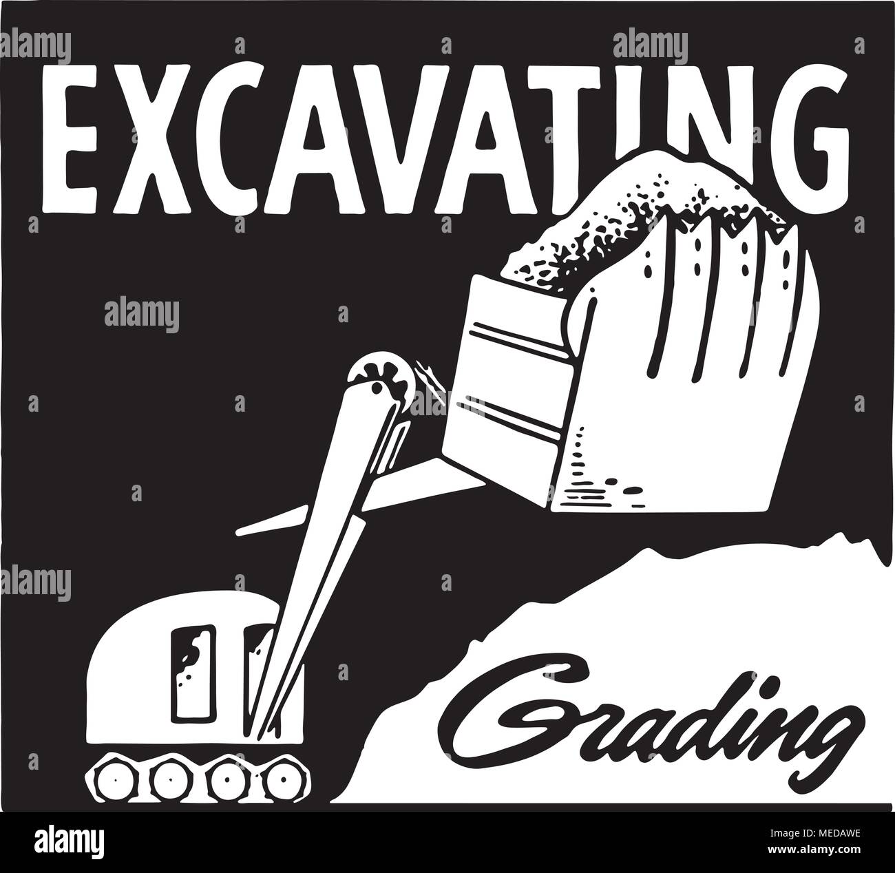 Excavating - Retro Ad Art Banner Stock Vector Image & Art - Alamy