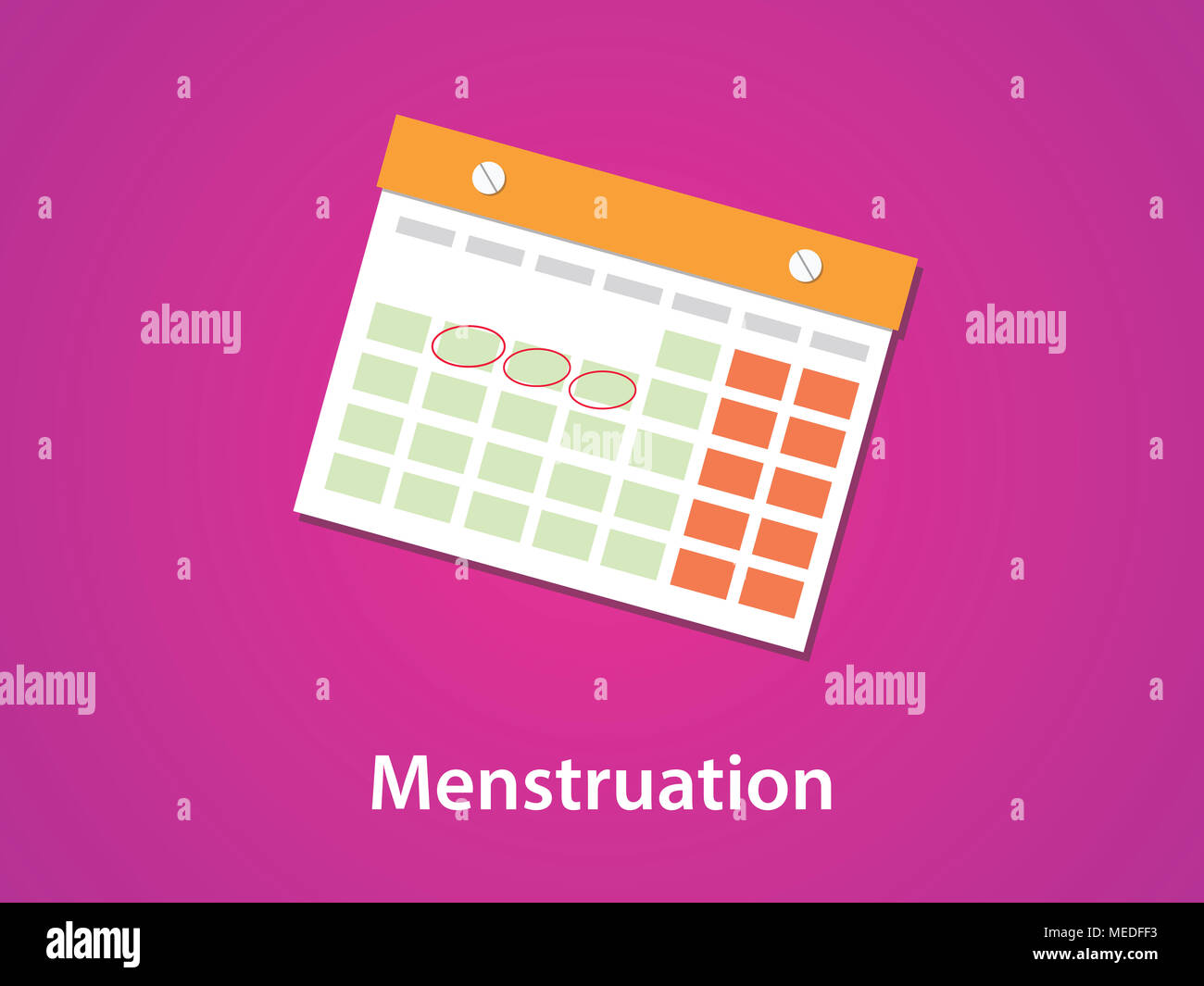women menstruation calendar with red or pink background and text Stock ...