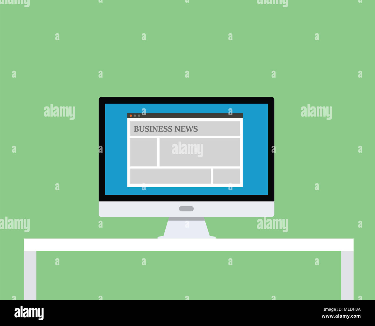 business news illustration with online news on screen of monitor pc ...