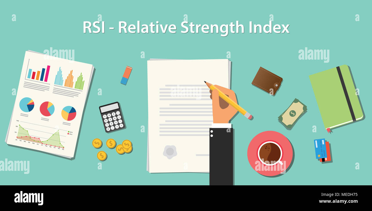 rsi relative strength index business concept illustration terms with ...