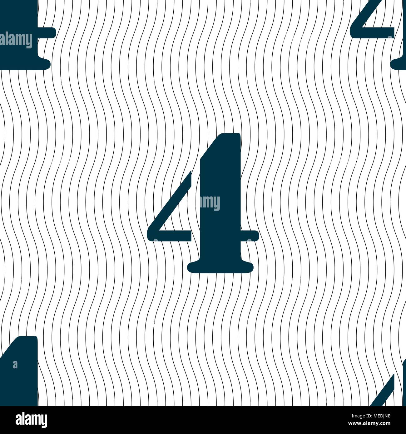 number four icon sign. Seamless pattern with geometric texture. Vector ...