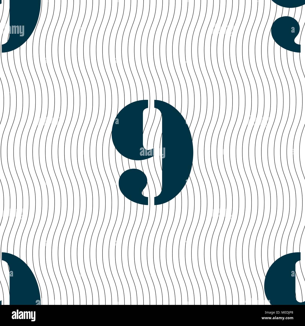 number Nine icon sign. Seamless pattern with geometric texture. Vector ...