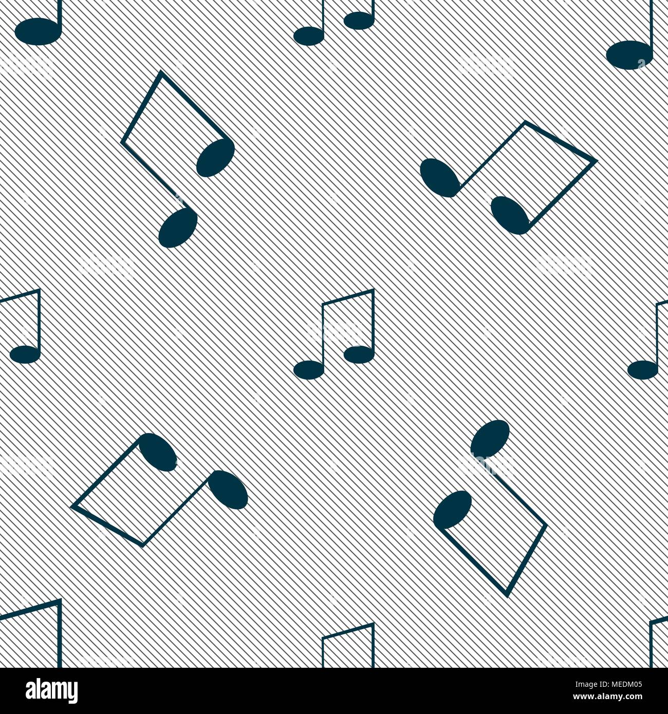 Music note sign icon. Musical symbol. Seamless pattern with geometric ...