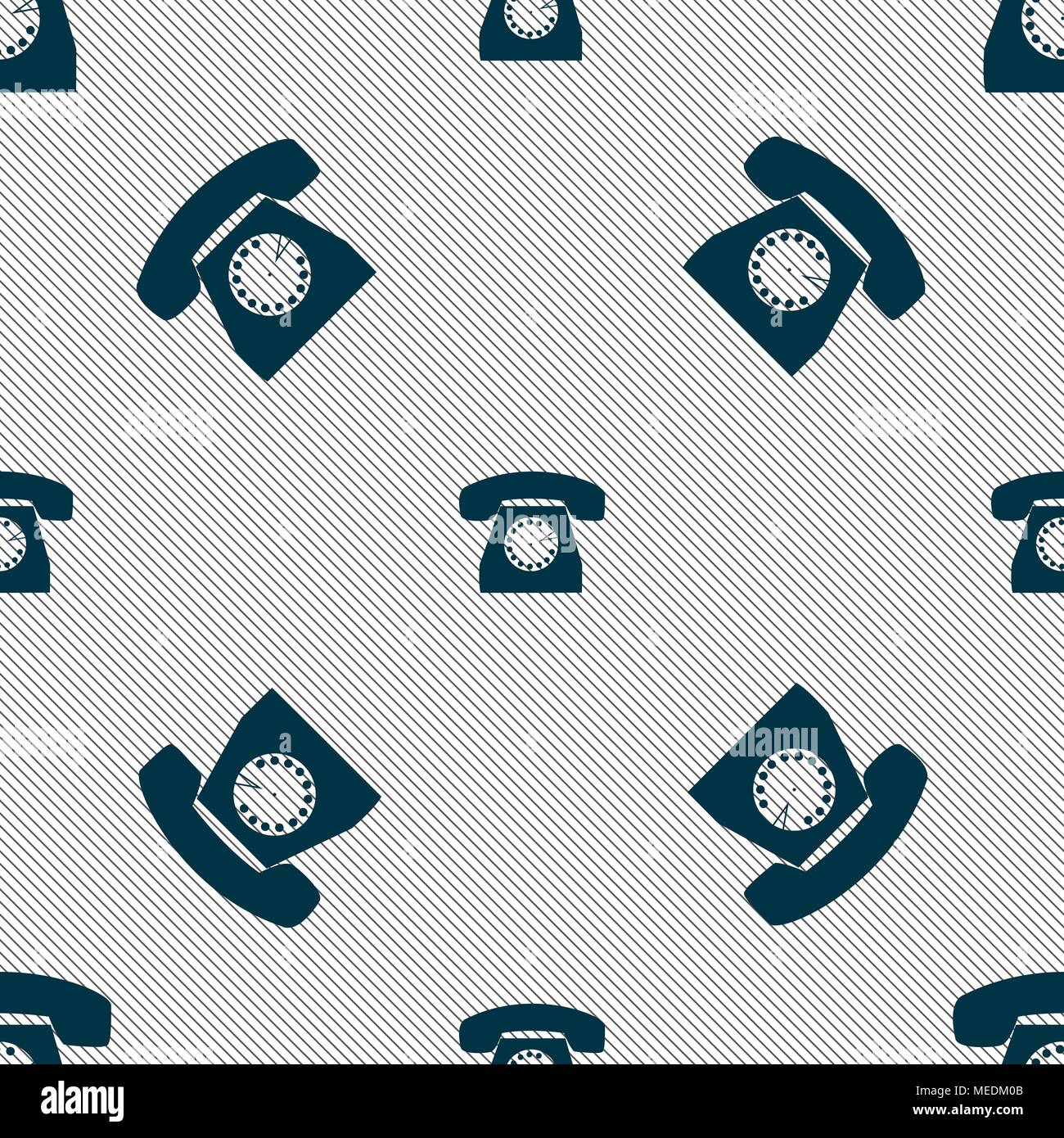 Retro telephone icon symbol. Seamless pattern with geometric texture ...