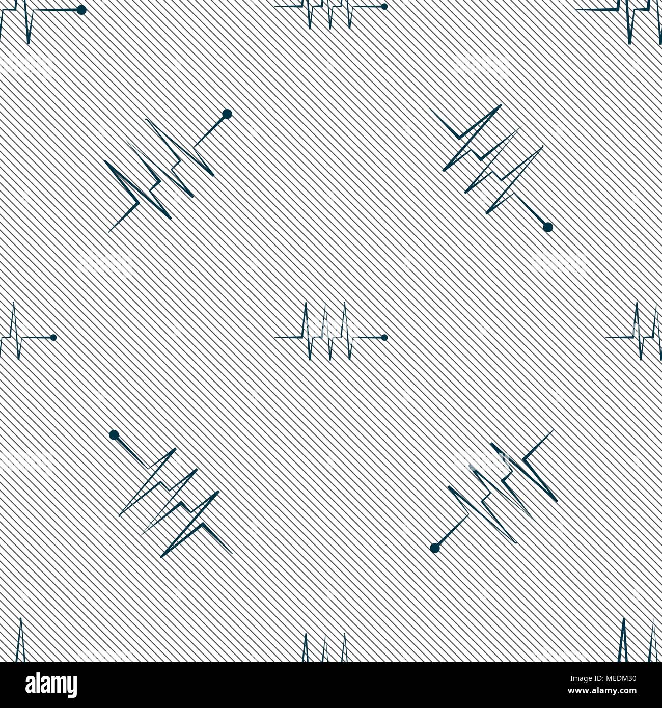 Cardiogram monitoring sign icon. Heart beats symbol. Seamless pattern ...