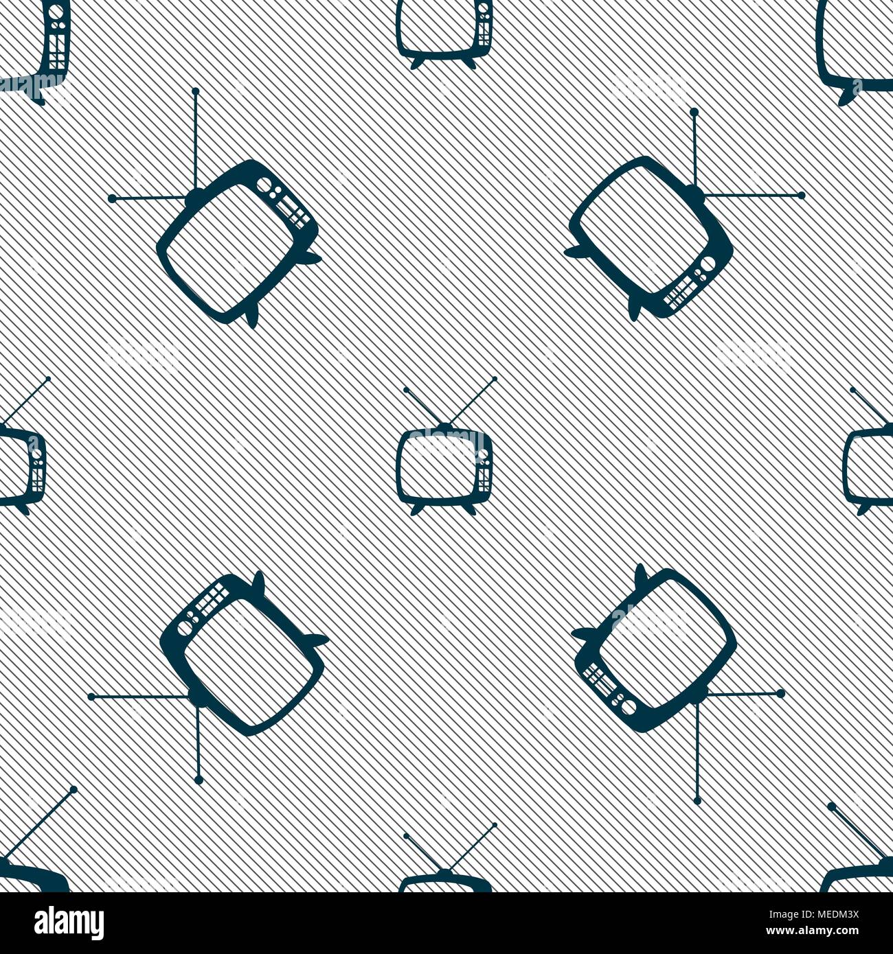 Retro TV mode sign icon. Television set symbol. Seamless pattern with ...