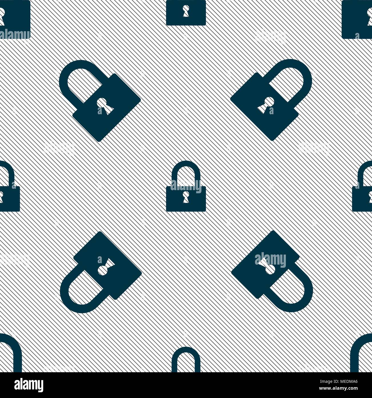 Lock sign icon. Locker symbol. Seamless pattern with geometric texture. Vector illustration ...