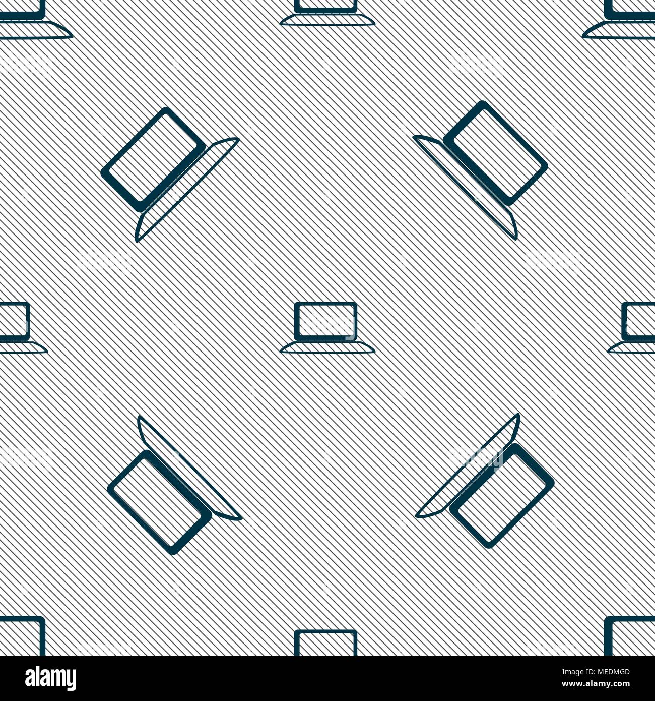 Laptop sign icon. Notebook pc with graph symbol. Monitoring. Seamless ...