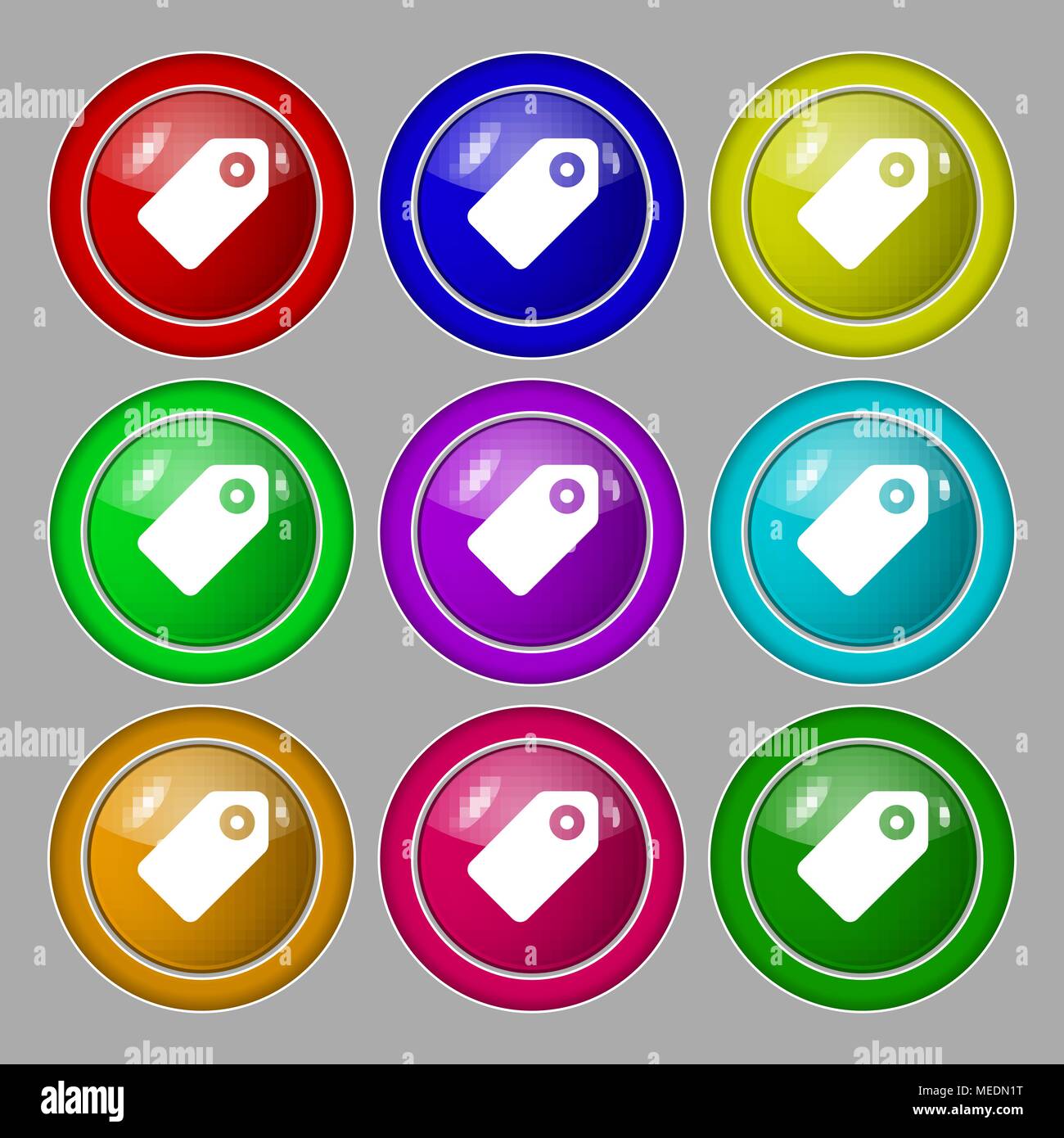 Special offer label icon sign. symbol on nine round colourful buttons ...