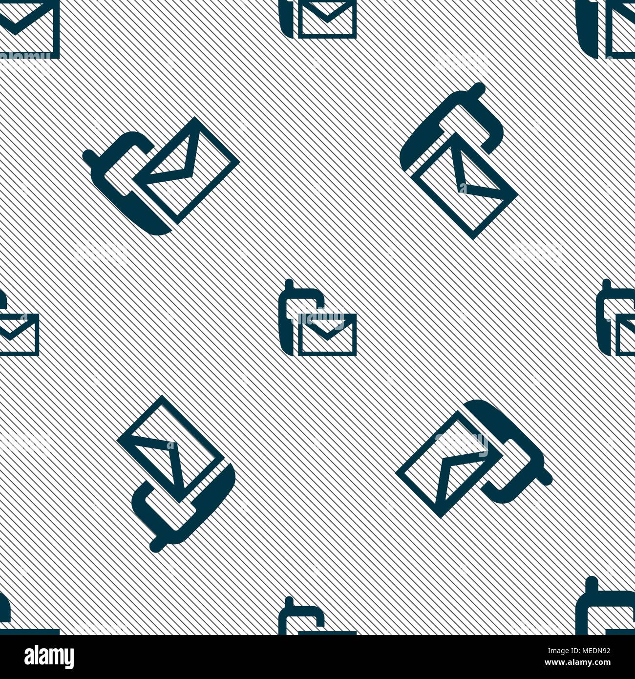 Mail icon. Envelope symbol. Message sms sign. Seamless pattern with ...