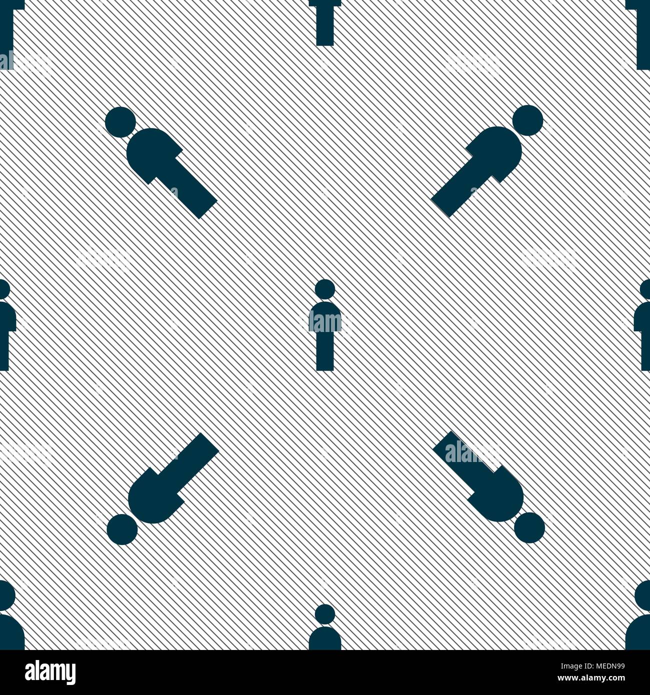 Human sign icon. Man Person symbol. Male toilet. Seamless pattern with ...