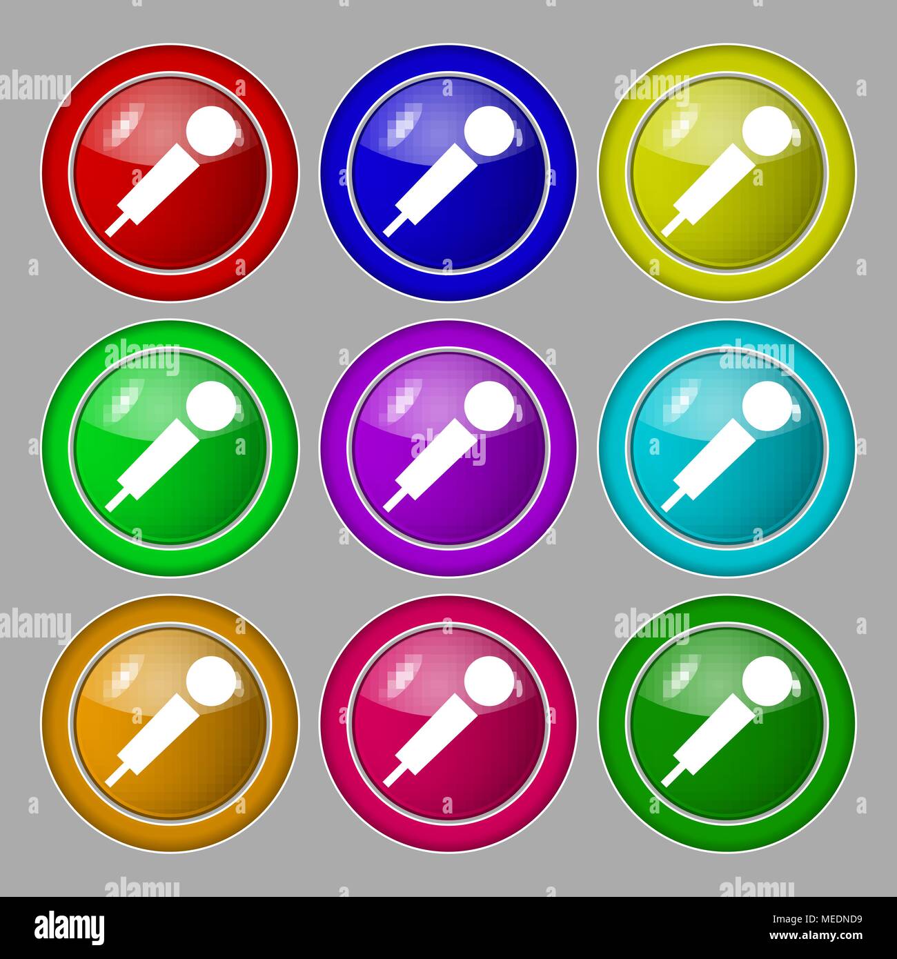 microphone icon sign. symbol on nine round colourful buttons. Vector ...