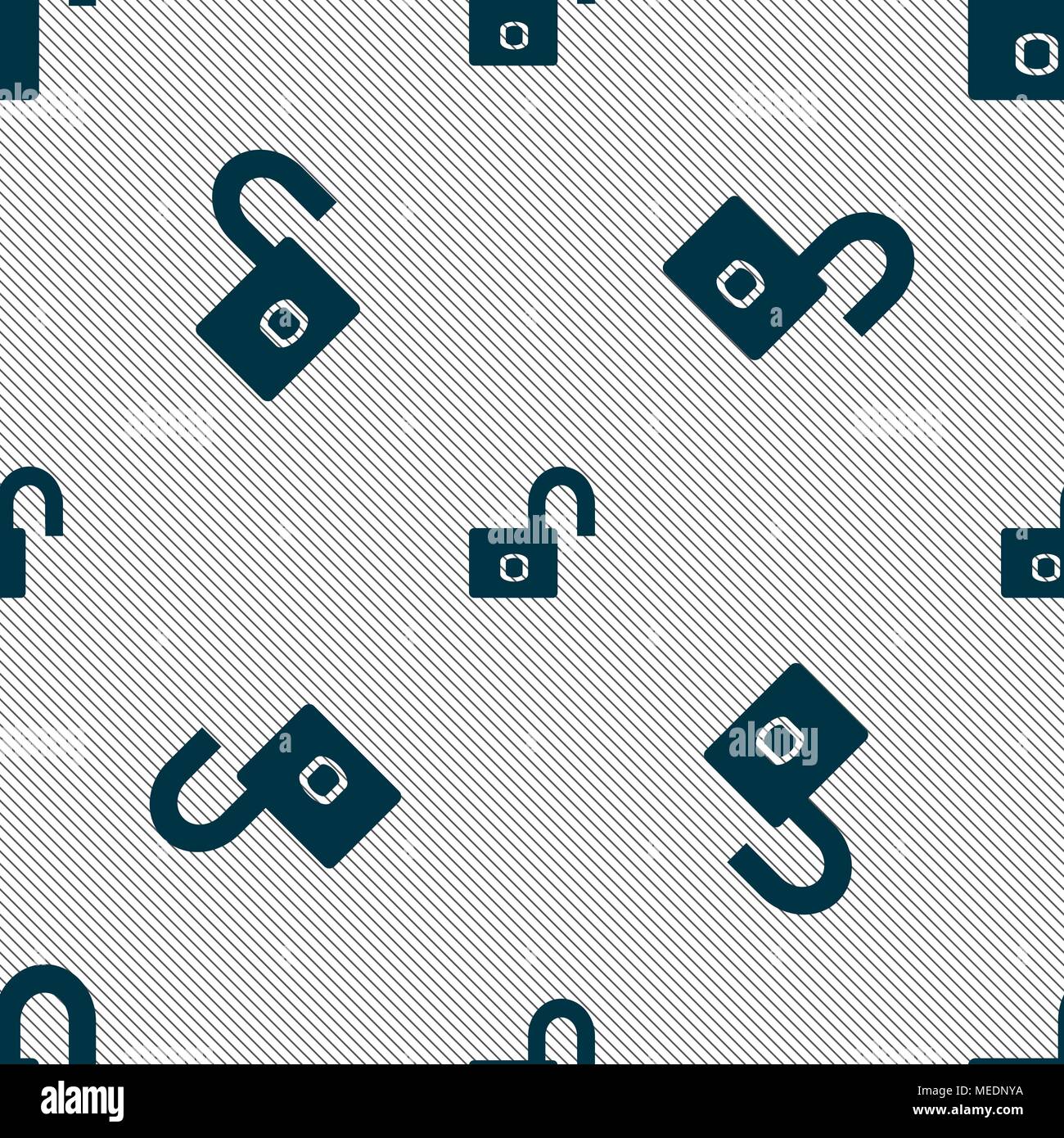 Lock sign icon. Locker symbol. Seamless pattern with geometric texture. Vector illustration ...